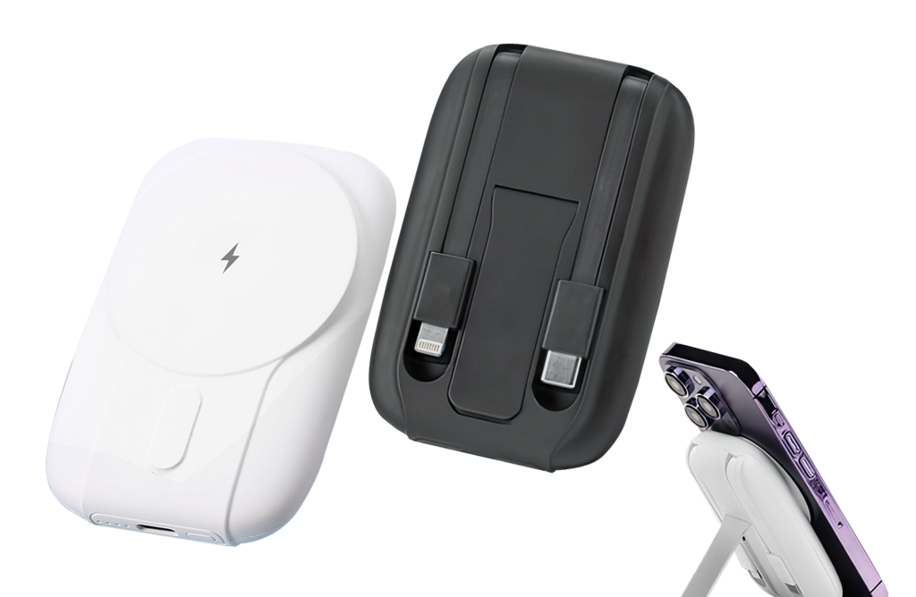 2-in-1: 5000mAh Powerbank and Phone Stand with Cables - Promo Central